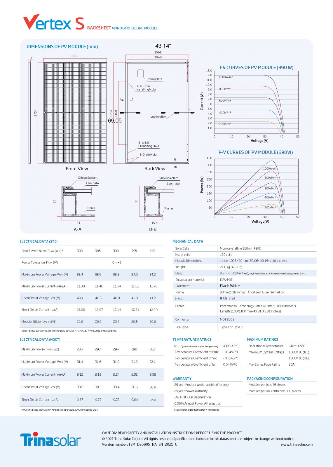 Trina 390w PERC Solar panel - Solar Direct Canada